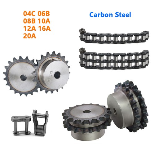 Flat Gear Roller Chain Duplex / Simplex Sprockets 04C 06B 08B 10A 12A ...