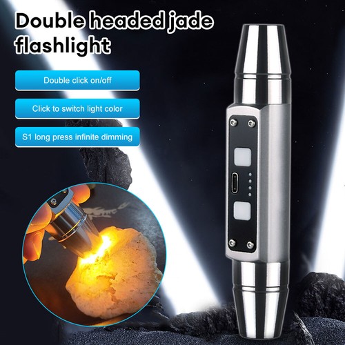 Jade Flashlight USB Rechargeable UV Light LED 395nm/365nm Violet Light ...