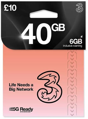 Three SIM Card 4G 5G PAYG Nano/Micro/Standard TRIO Pay As You Go 3 ...