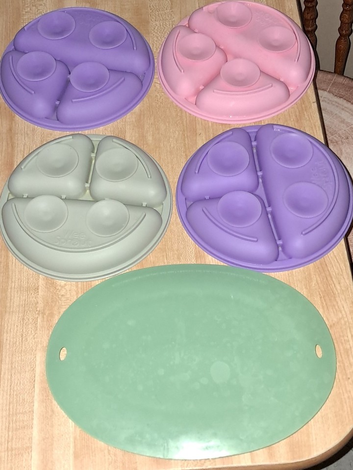 Lot 5 Baby / Toddler Suction Divided Section Plates Food Silicone BPA ...