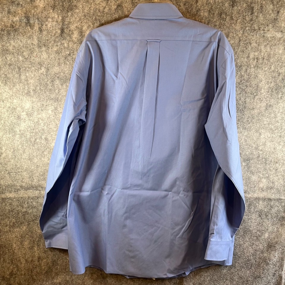 Roundtree & Yorke Gold Label Fitted Dress Shirt 17"x36" Baltic Blue Non ...