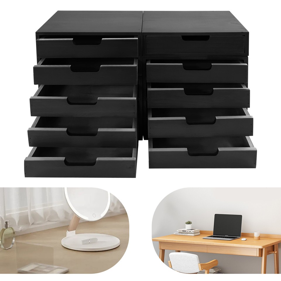 4-piece Drawer Cabinet Set Multi-level Drawer Desktop Storage Organizers Black~ | eBay