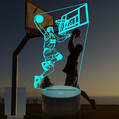3D Led Basketball Shooting Night Light 7 Color Change Gift Touch Kids ...