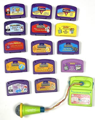 15pc Lot LEAPFROG LeapPad GAMES + Microphone Math Music Phonics Reading ...