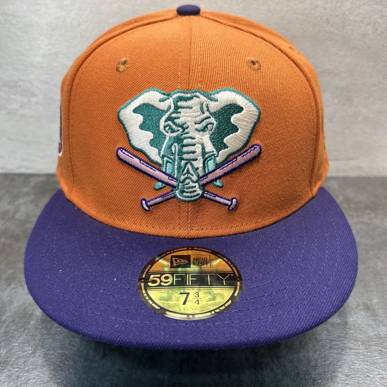 Oakland A's Hat New Era 59 Fitted 50th Anny "Stomper" Orange/ Purple 7 ...