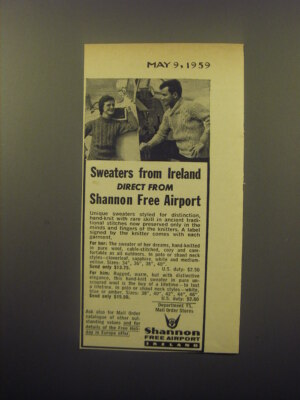 1959 Shannon Free Airport Ireland Advertisement - Sweaters from Ireland ...