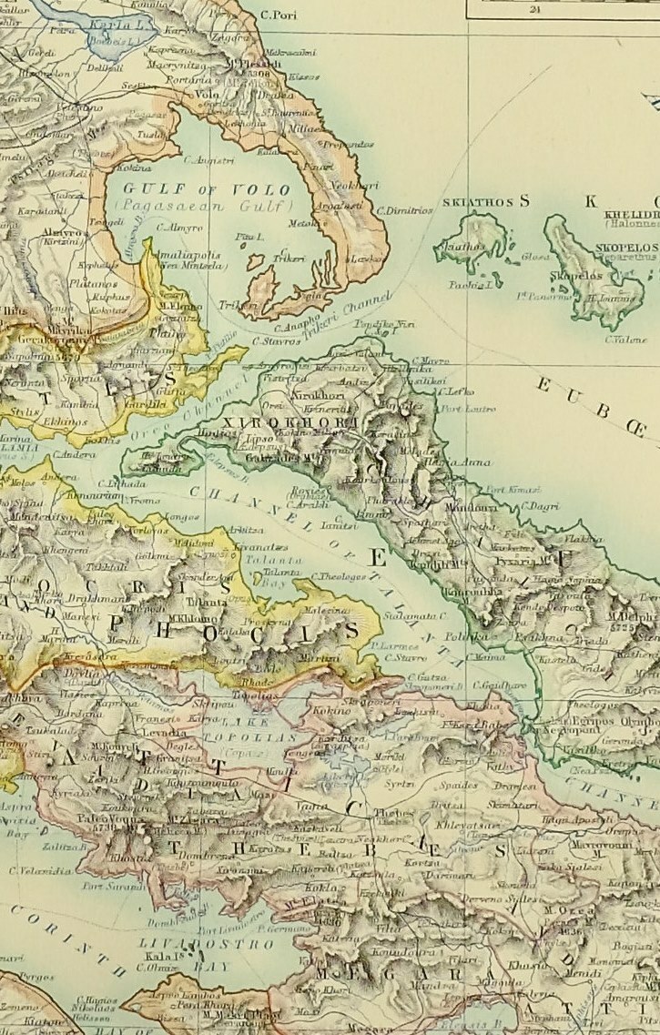 1891 ANTIQUE MAP GREECE MESSENIA ARCADIA LACONIA CORCYRA MOREA CYCLADES ...