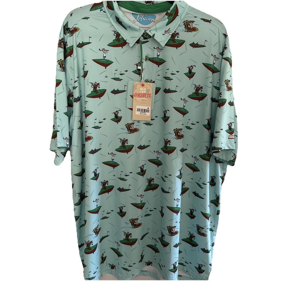 RSVLTS Jetsons Breakfast Balls Golf Polo Shirt Mens 2XL Athleisure ...