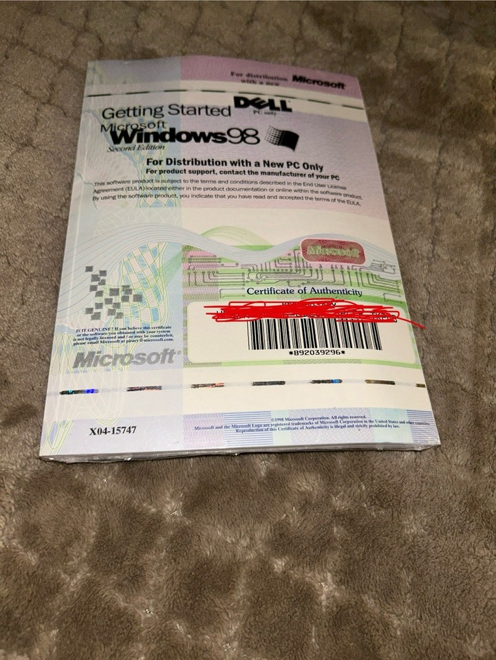 MICROSOFT WINDOWS 98 SECOND EDITION FULL OPERATING SYSTEM WIN 98 SE ...