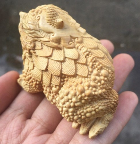 Frog Statue Feng Shui 3 Legs Toad Coin Fortune Ingalls Checkered Wood ...