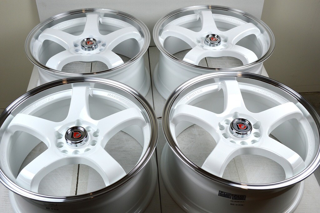 18" Fuzion White Polished Lip DDR Wheels Rims 5x100 5x114.3 | Set of 4 ...