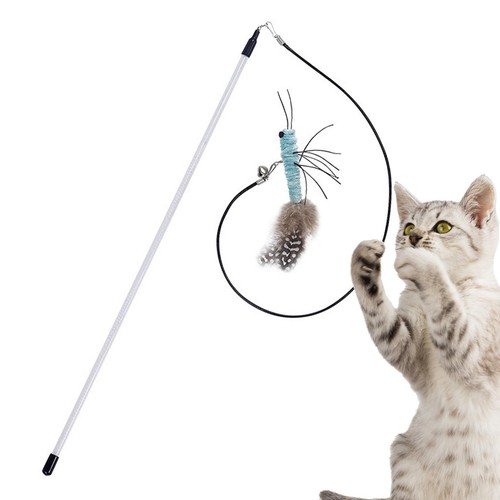 Interactive Cat Toy Teaser Wand Toy Insect Bell Tease Cat Stick Kitten ...