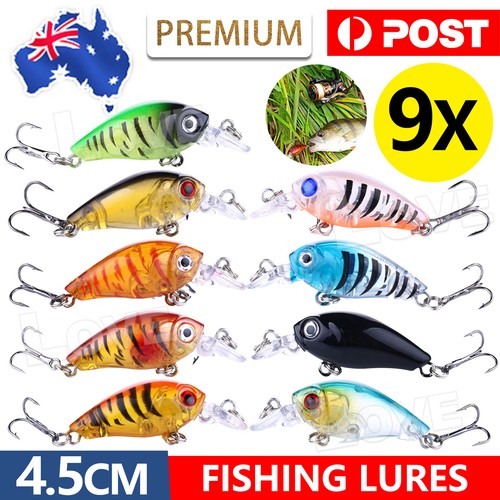 9X Fishing Lures Bream Bass Trout Redfin Perch Cod Flathead Whiting ...