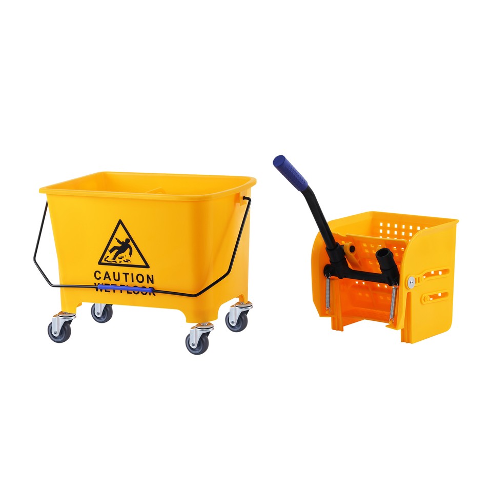 5 Gallon Mini Mop Bucket with Side Press Wringer Combo Rolling Cleaning ...