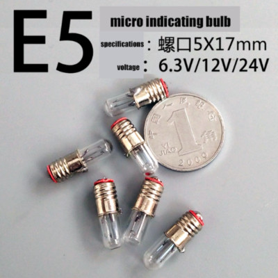 10x E5 Screw Base Miniature Instruction Light Bulb Lamp 0.5W 6.3V 12V ...