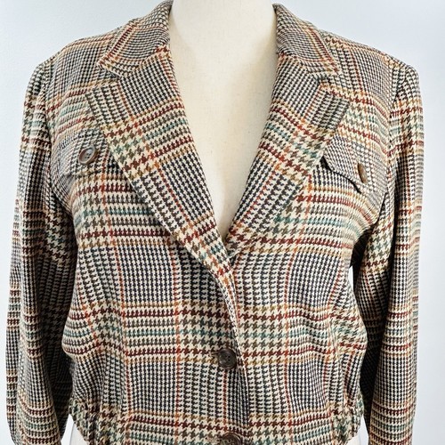 Vintage Pendleton Blazer Women 12 Tan Red Wool Plaid Preppy Old Money ...