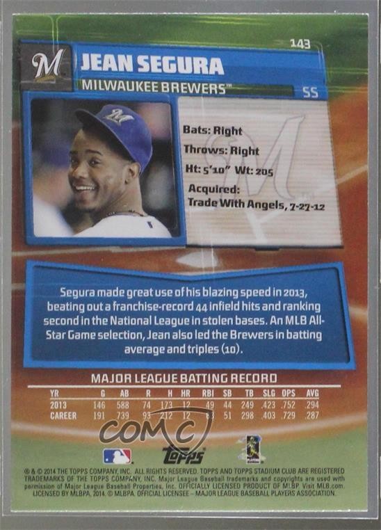 2014 Topps Stadium Club Rainbow Foil Jean Segura #143 x5u | eBay
