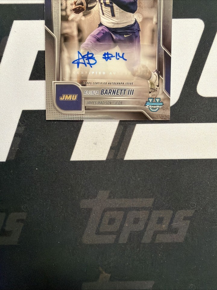 2025 Bowman Chrome University Football Alonza Barnett III 1st Auto JMU ...