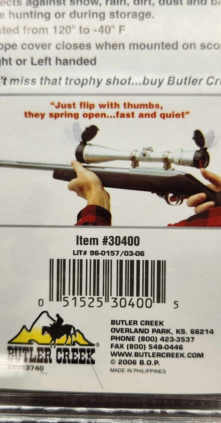 New: Butler Creek Scope Cover Flip Open / 40 OBJ / 2.250" (57.2 MM ...