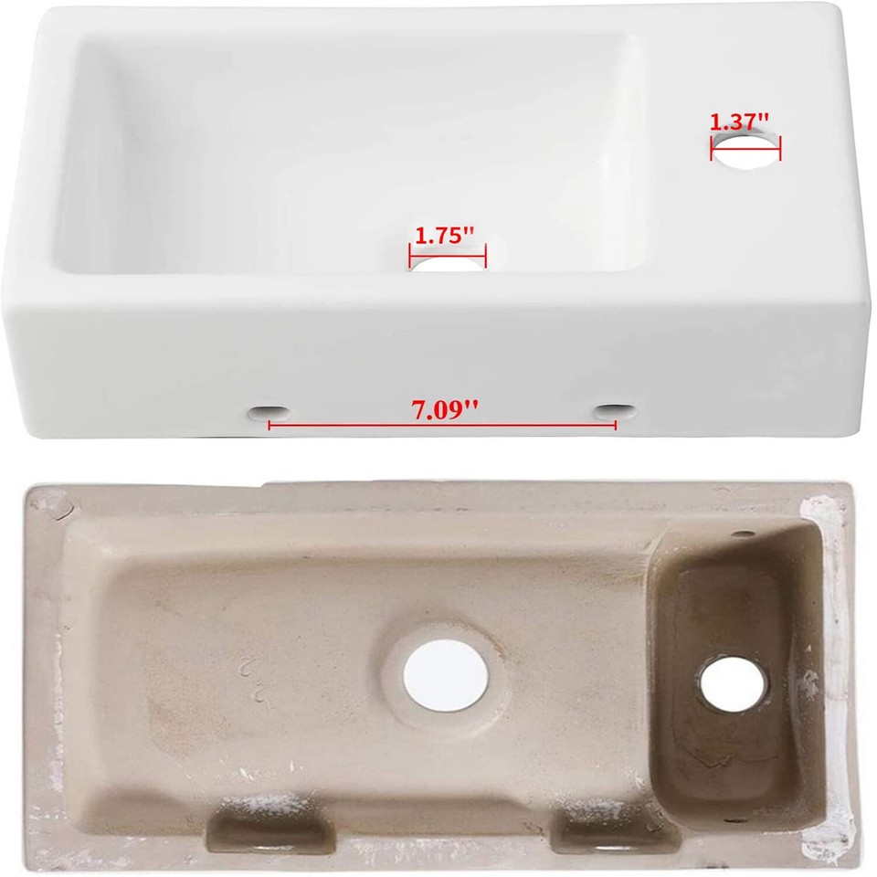 10x18 White Ceramic Mini Hand Wash Basin Compact Bathroom Cloakroom ...
