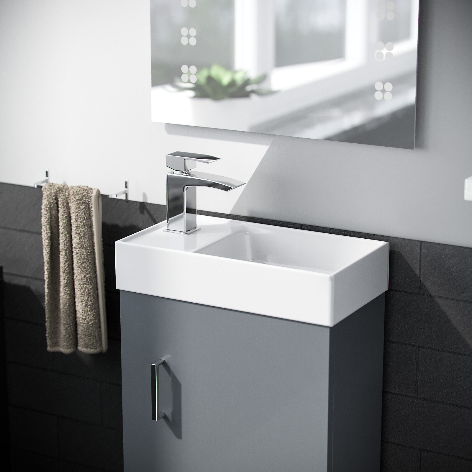Cloakroom 400mm Basin Vanity Unit and Toilet Combination Bathroom Sink ...