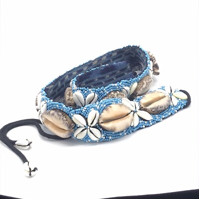 Cowrie Sea Shells & Aqua Blue White Beads Belt Sash | eBay
