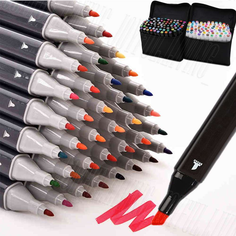30/80pcs Colour Marker Copic Pen Set Dual Headed Graphic Artist Sketch ...