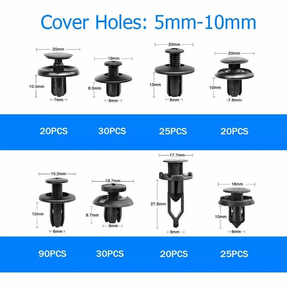 650 PCS Car Retainer Auto Fasteners Push Trim Plastic Clips Pin Rivet ...