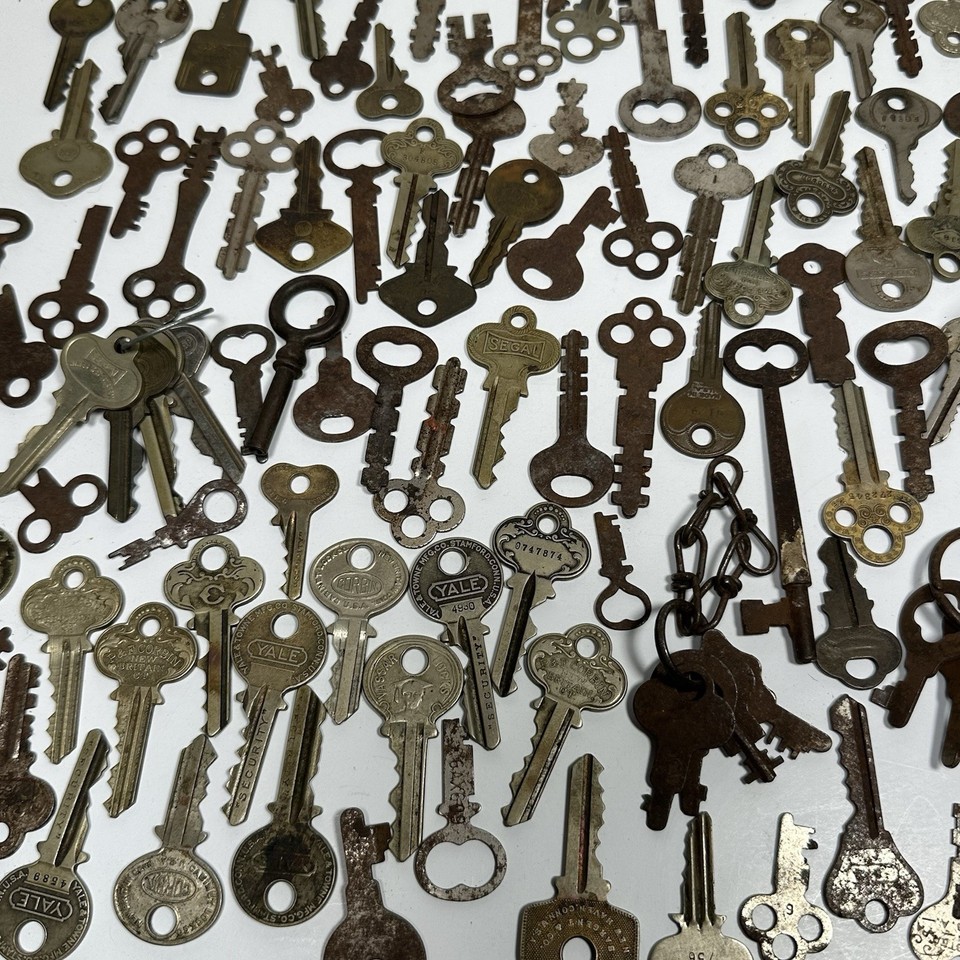 Huge Lot Antique Old Skeleton Furniture Trunk Door Cabinet Clock Safety ...