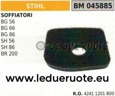 42411201800 Éponge Filtre à Air Souffleur Stihl Bg 56 66 86 Sh 56 86 ...