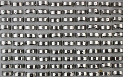 35pcs Wholesale Lots Simple Style Stainless Steel Ring Men's Rhinestone ...