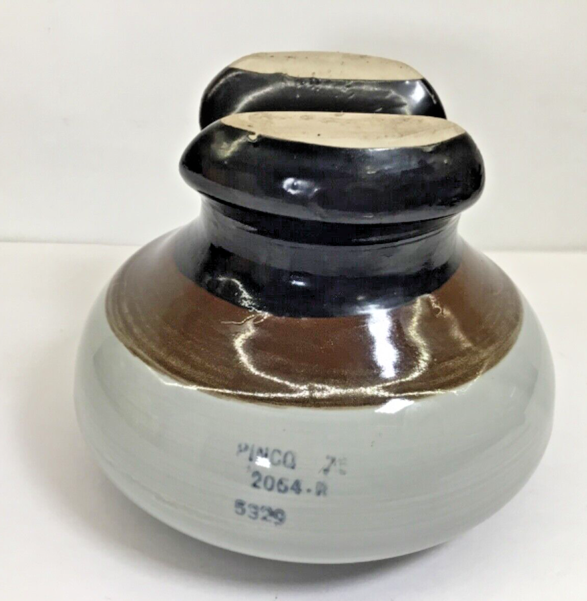 VINTAGE PINCO TRI-TONE GLAZED PORCELAIN CERAMIC ELECTRICAL INSULATOR 4 ...