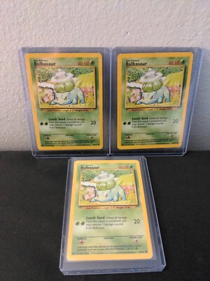 3 Pokémon TCG Bulbasaur Base Set 44/102 Regular Unlimited Common | eBay