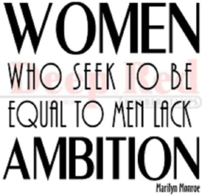 Deep Red Rubber Cling Stamp Women Equal to Men lack Ambition Quote | eBay