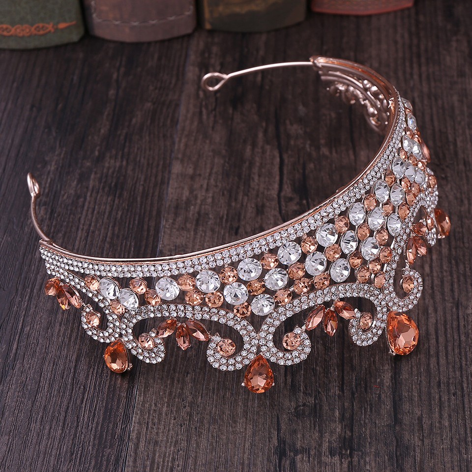 41 Styles Rose Gold Crystal Queen Princess Tiara Crown Wedding Queen ...