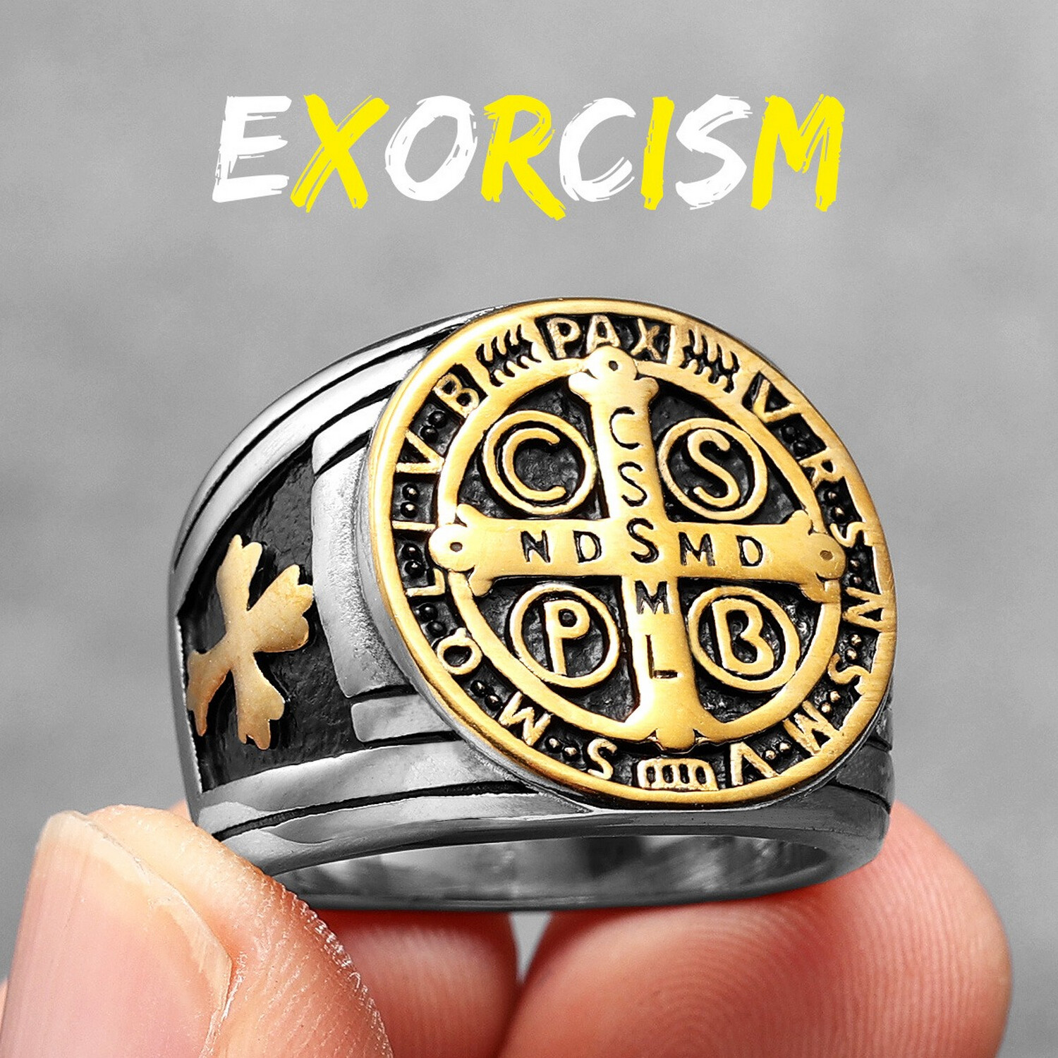 Exorcism Saint Benedict CSPB Cross Men Never Fade Religous Rings ...