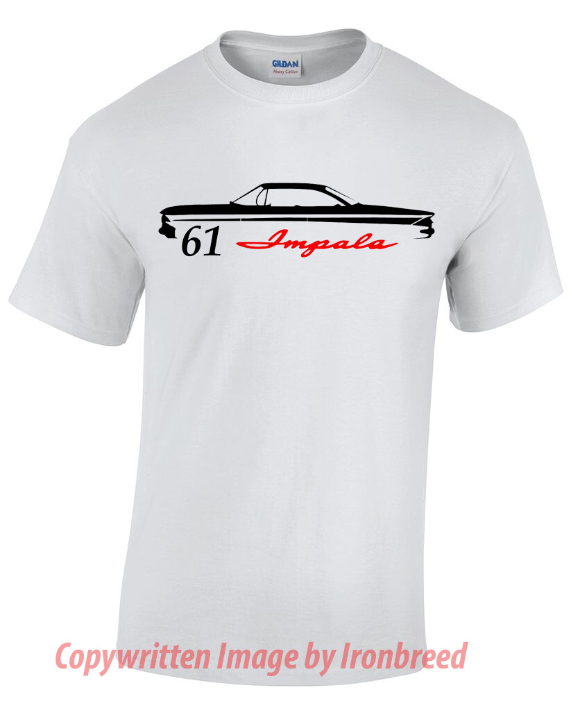 1961 61 Chevy Impala T-Shirt Classic Muscle Car Emblem with Side ...