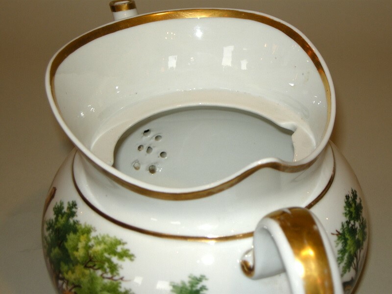 RARE Prow Boat TEA POT Ceramic Hand Painted Museum 19th C. Coffee | eBay