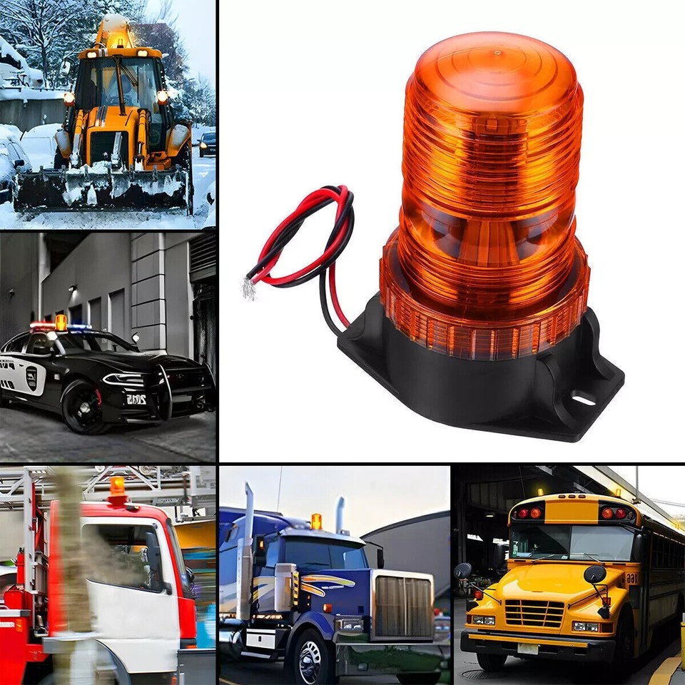 Amber 30LED Rotating Strobe Light Rooftop Flash Beacon Emergency ...