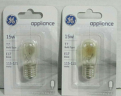 2 each of GE Appliance Bulb T7, 15 Watts, E17 Base, 115-125 Volts ...