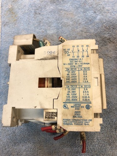 Cutler Hammer D15CR22 Control Relay Contactor SERIES B1 22E 120 VAC ...