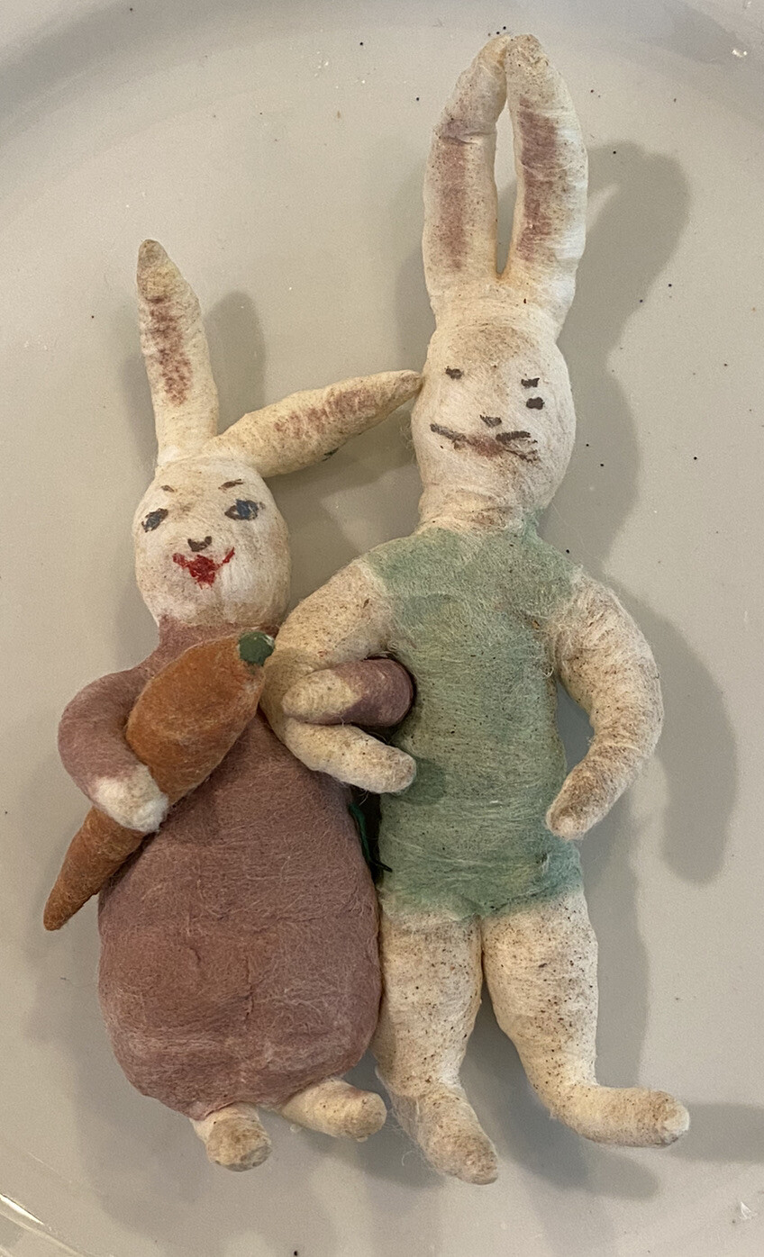 Antique German Spun Cotton Easter Rabbit Rabbits Bunnies | eBay
