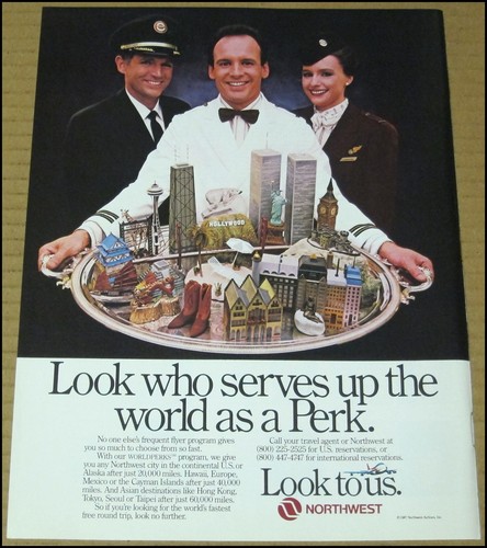1987 Northwest Airlines Print Ad Advertisement NWA New York Chicago L.A ...