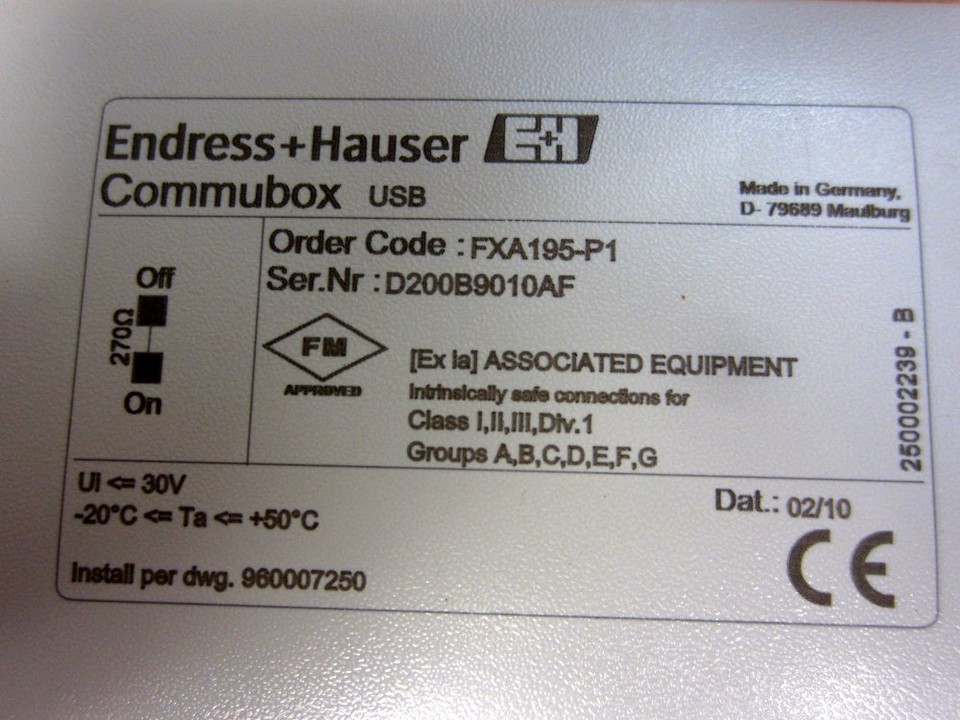 Endress + Hauser FXA195-P1 Commubox USB FXA195P1 | eBay