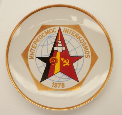 Rare "Interkosmos" Russia-Germany Cosmonaut Summit Commemorative Plate ...
