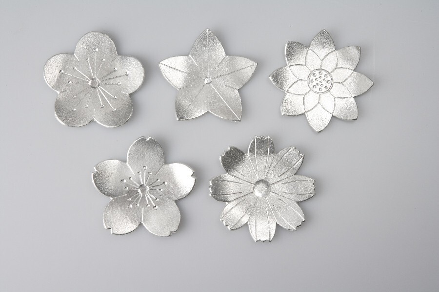 NOUSAKU Japanese Chopstick Rest Set "Flowers" 5pcs 100% Tin Made in ...