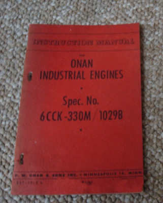 Instruction Manual for Onan Industrial Engines Spec No 6CCK-330M ...
