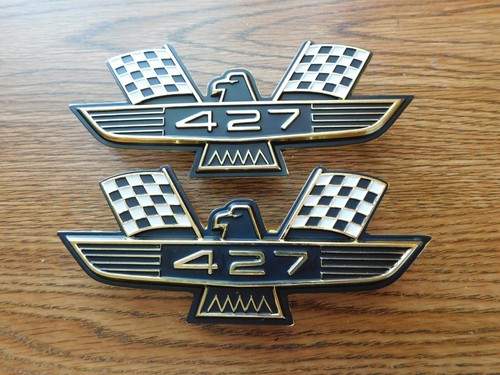 Ford 427 Crossed Flag Fender Emblems Gold Mustang Fairlane Galaxie ...