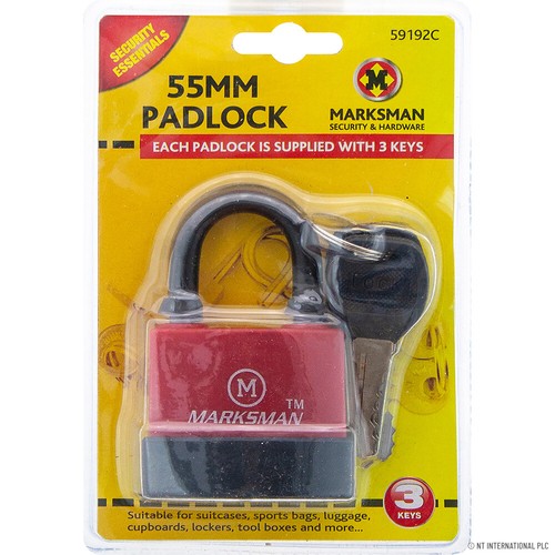 55MM WEATHERPROOF HEAVY DUTY PADLOCK 3 KEYS LOCKER OUTDOOR SHED LOCK ...