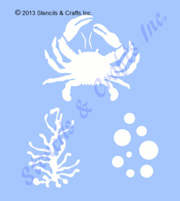 CRAB STENCIL CORAL BEACH OCEAN STENCILS NAUTICAL ART TEMPLATE CRAFT NEW ...